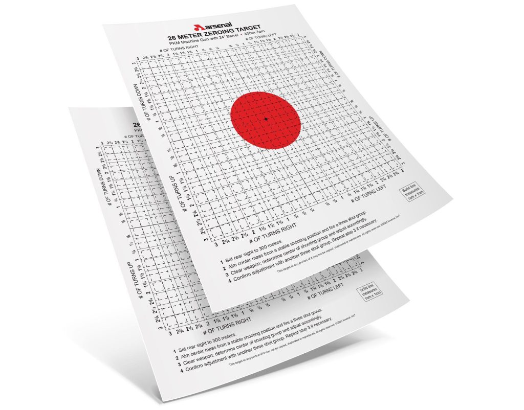 Arsenal Pack of 10 Targets for PKM 26 Meter Zeroing Target - Arsenal Inc